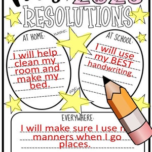 2023 New Year Posters Writing Resolutions Goals Coloring 11" X 17" - 25 ...