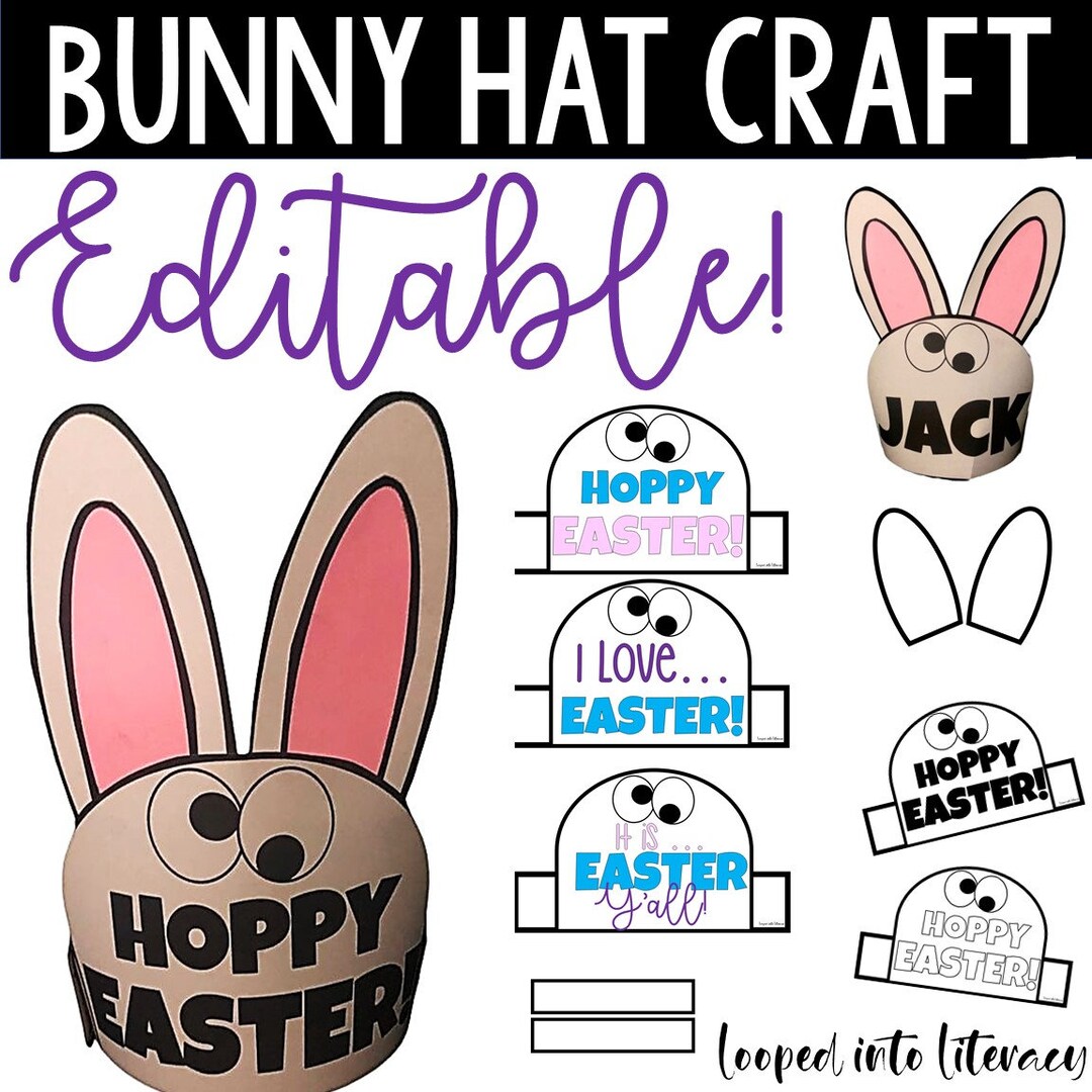 Easter Bunny Hats Editable Printable Three Versions - Etsy