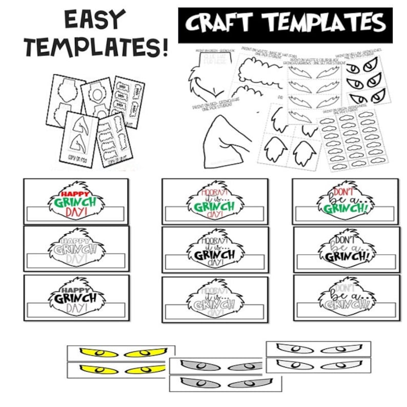 GRINCH Day Bundle Ornaments Drawings Coloring Crafts Writing Hats Book ...