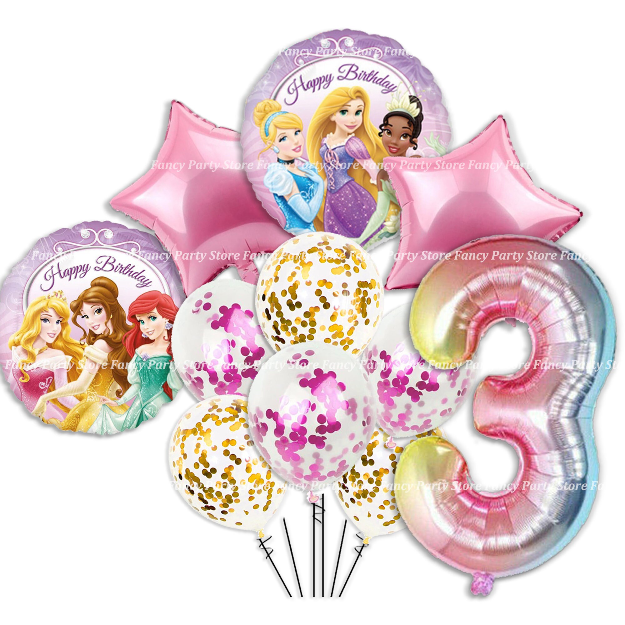 Disney Princess Birthday Balloons – Foil, Latex & Confetti Decorations ...