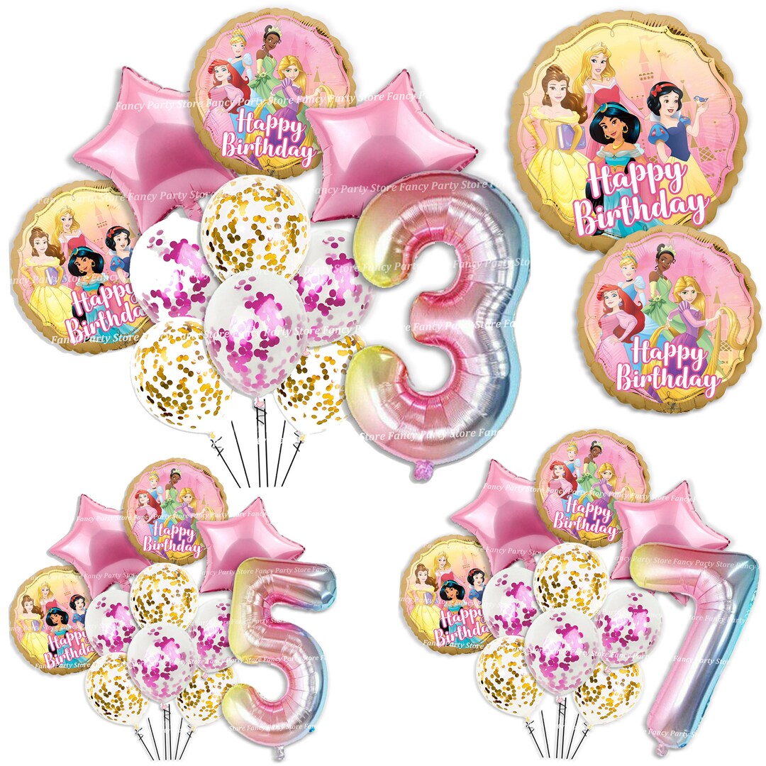 Beautiful Licensed Disney Princess Happy Birthday Balloons Age Number ...