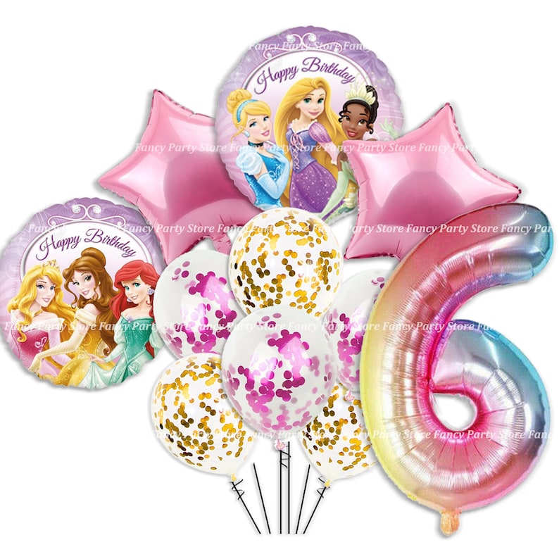 Disney Princess Birthday Balloons – Foil, Latex & Confetti Decorations ...