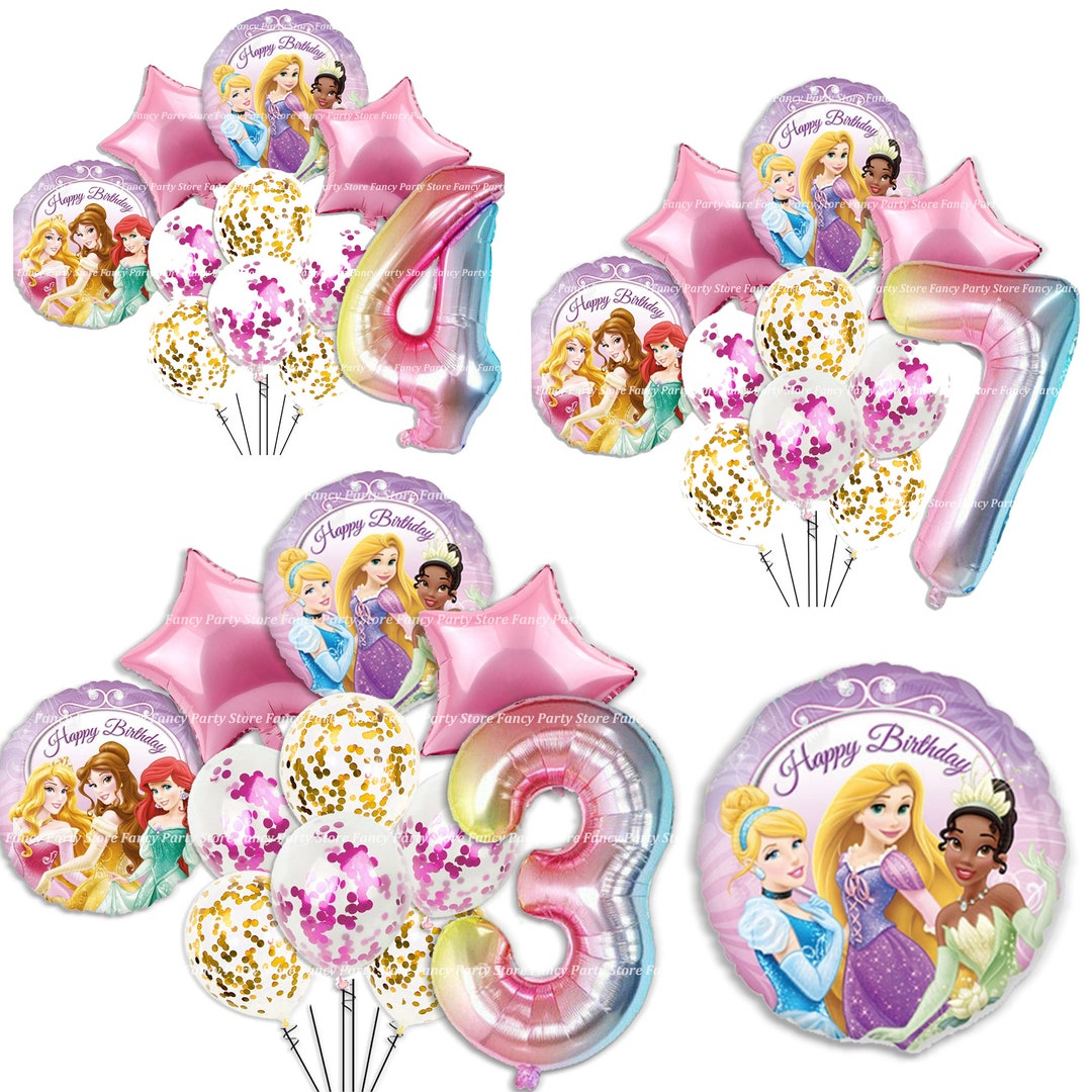 Princess Balloons Happy Birthday Age Number Party Helium Decorations ...