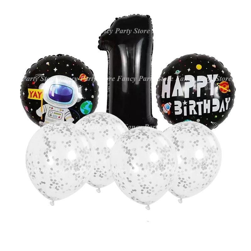 Astronaut Space Rocket Happy Birthday Foil Latex Balloons Kids Party ...
