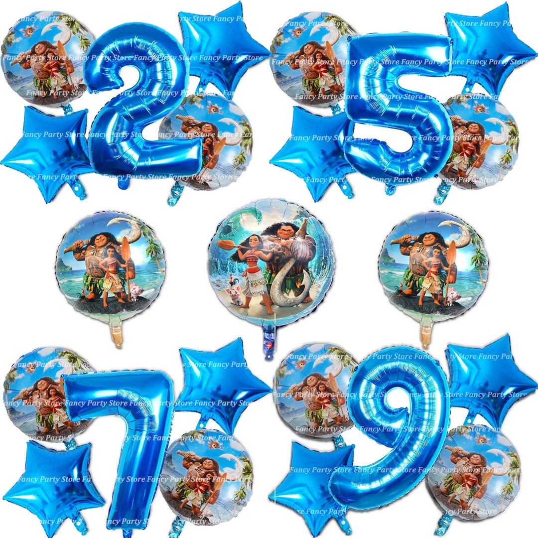 Moana and Maui Birthday Balloons | Blue Number, Star Party Theme - Etsy