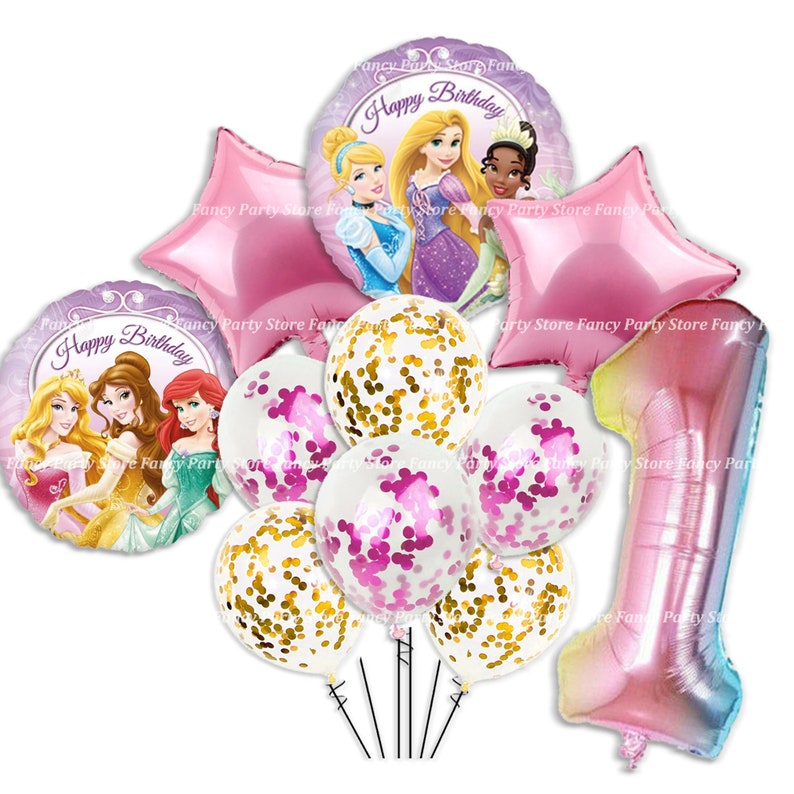 Princess Balloons Happy Birthday Age Number Party Helium Decorations ...