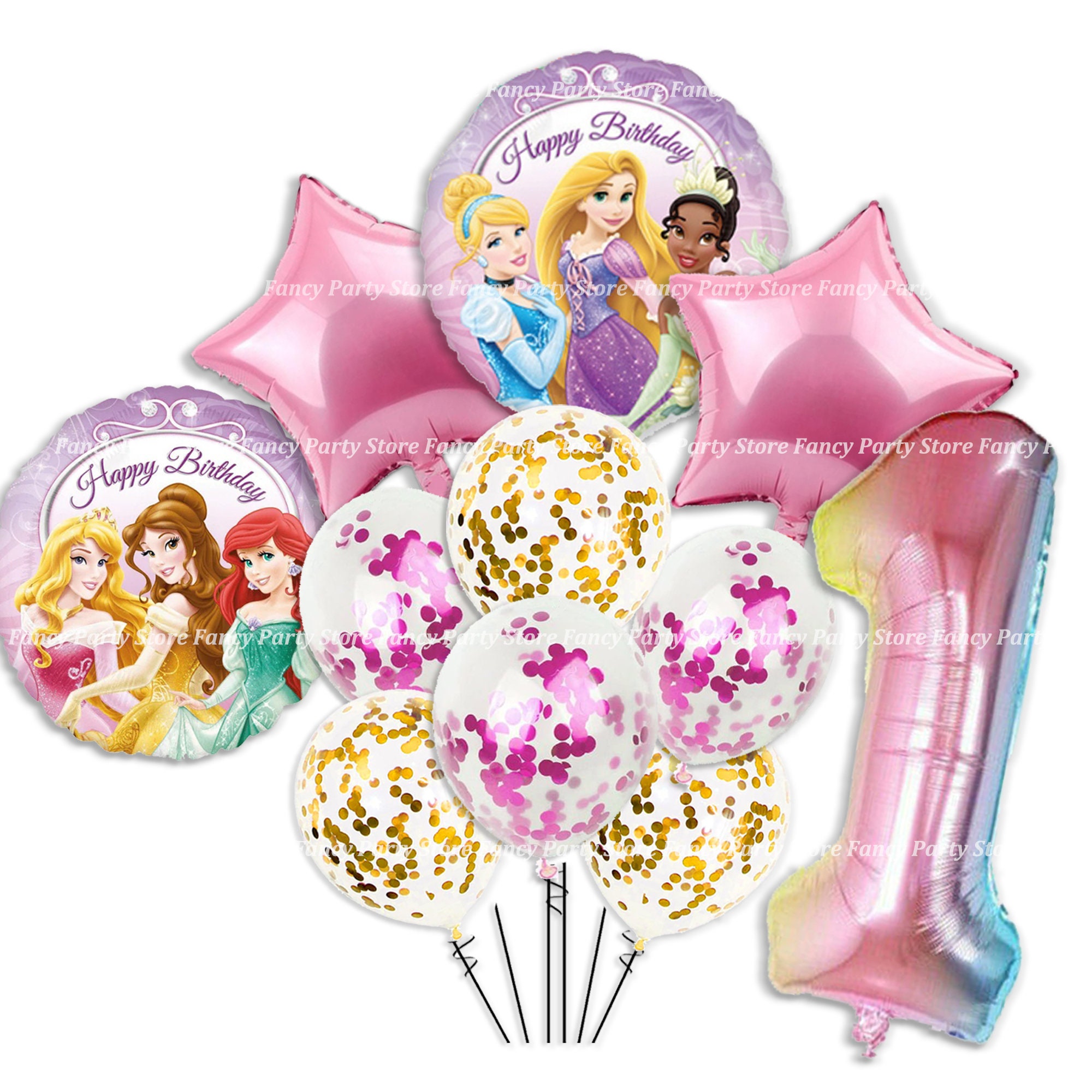 Princess Balloons Happy Birthday Age Number Party Helium Decorations ...