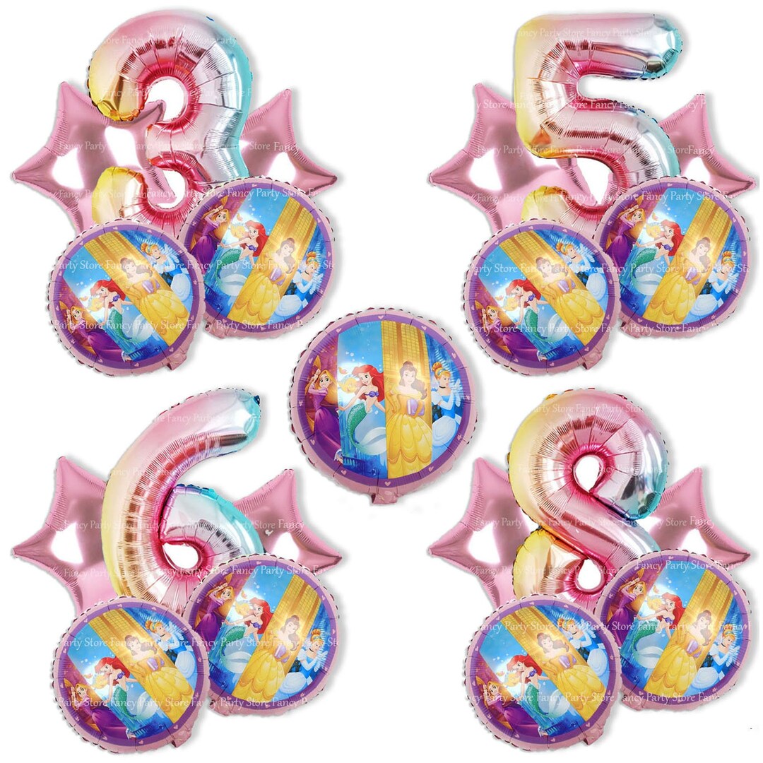 Disney Princess Birthday Balloons Party Decorations Belle, Cinderella ...