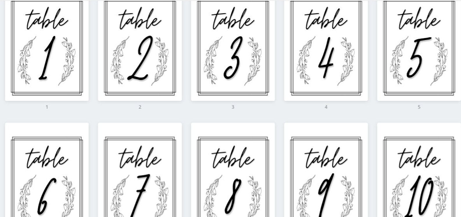 Elegant Black and White Table Numbers 1-20 DIGITAL | Etsy
