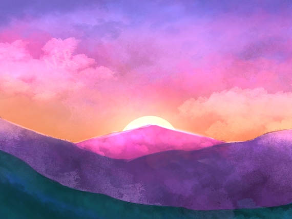 Sunset Png Mountains Landscape Nature Clipart - Etsy