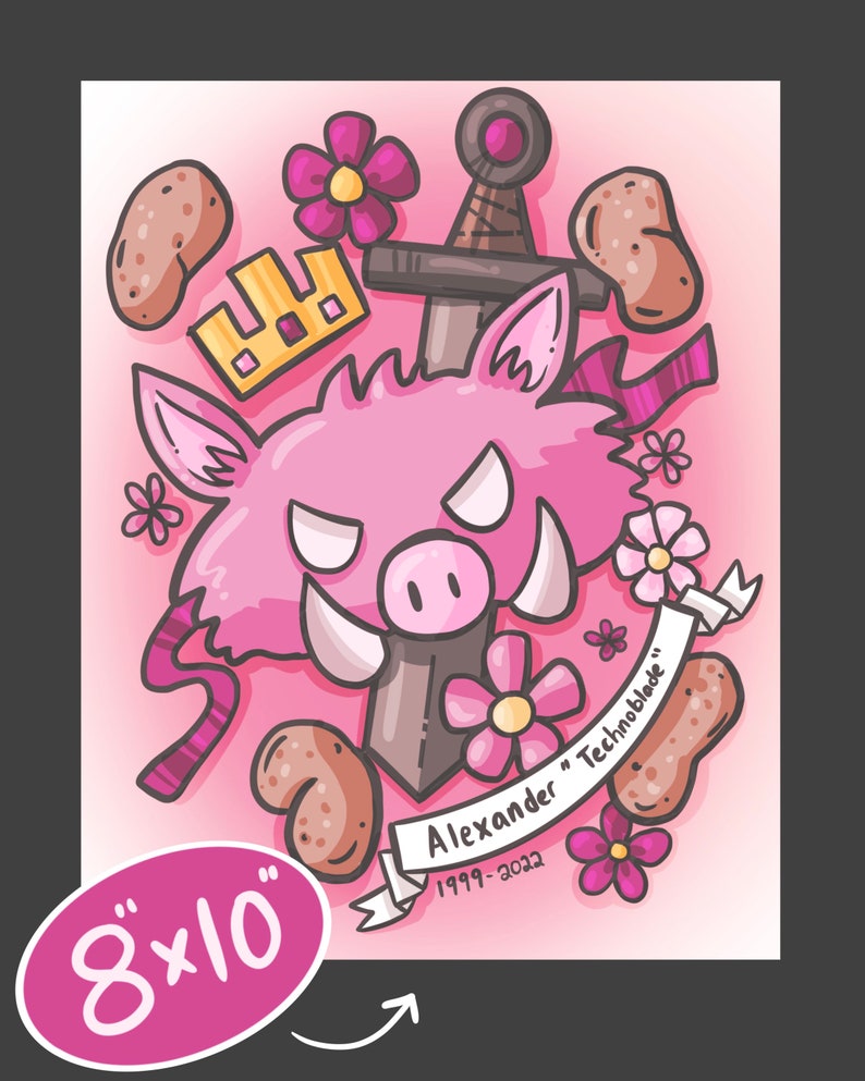 Technoblade Memorial Art Print and Sticker / curesarcoma.org - Etsy México