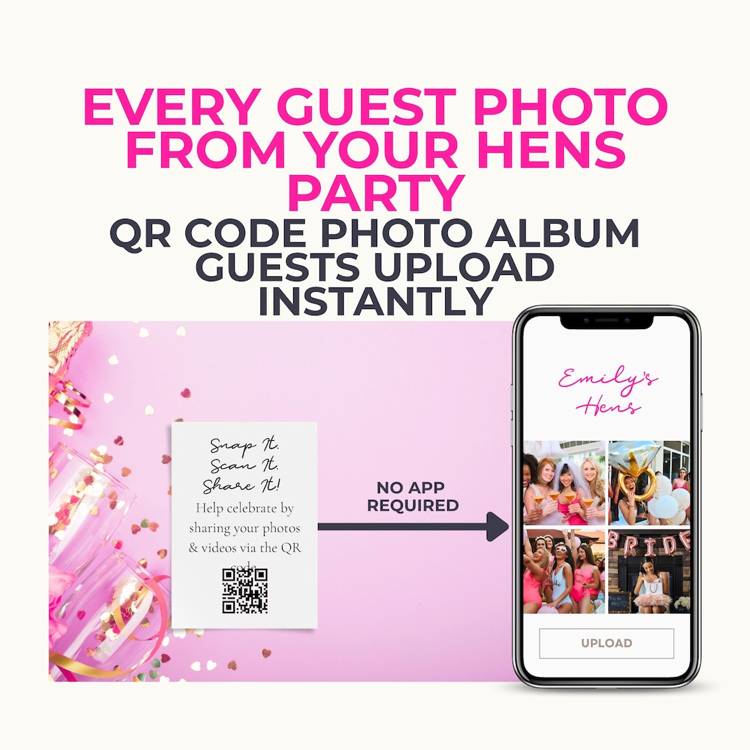 Hens Party QR Code Photo & Video Album | Guest Photo Sharing | Shared ...
