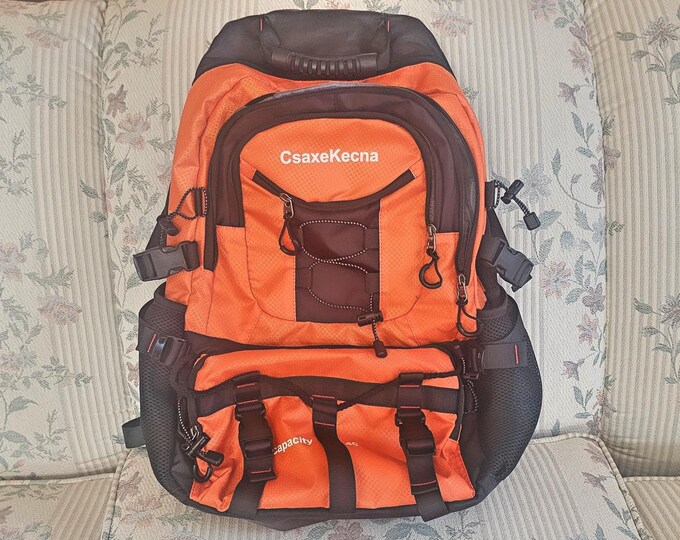 Orange and Black Backpack, Csaxekecna School Bag, Waterproof Travel or ...