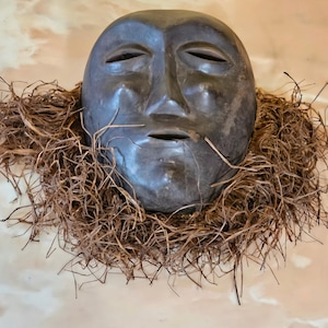 Vintage African Wood Mask With Raffia Beard - Ghana Tribal Art - Etsy