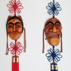 Korean Hahoe Tal Mask Set: Hand Carved Aristocrat Wall Decor - Etsy
