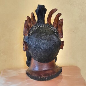Large Hand Carved Wood Head Bust: Vintage Noble Figure Statue - Etsy