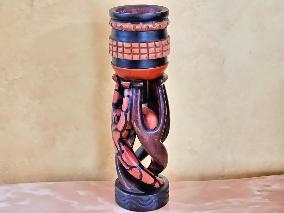 Handcrafted Wooden Bowl on a Unity Stand, Large African Multi-purpose ...