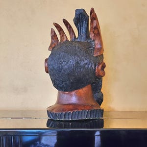 Large Hand Carved Wood Head Bust: Vintage Noble Figure Statue - Etsy