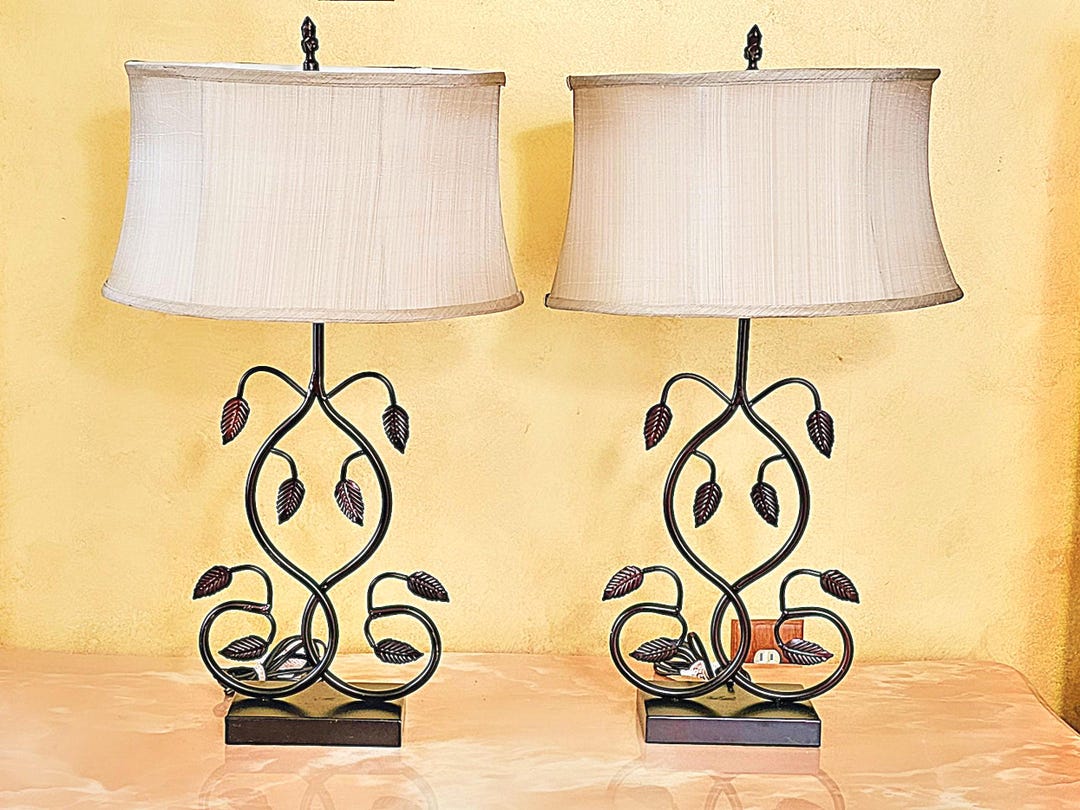 Vintage Wrought Iron Vine Table Lamps – Rustic & Elegant Pair - Etsy