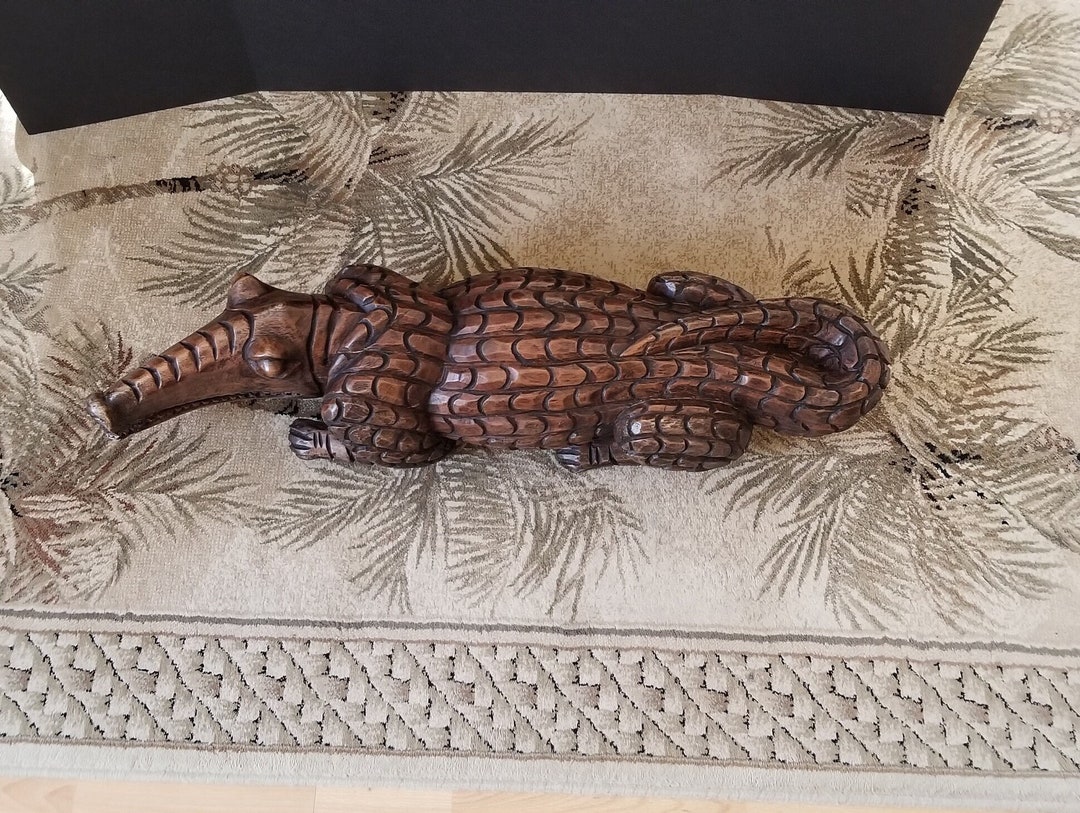 Hand Carved Wooden Crocodile Sculpture: Large African Coastal Decor - Etsy