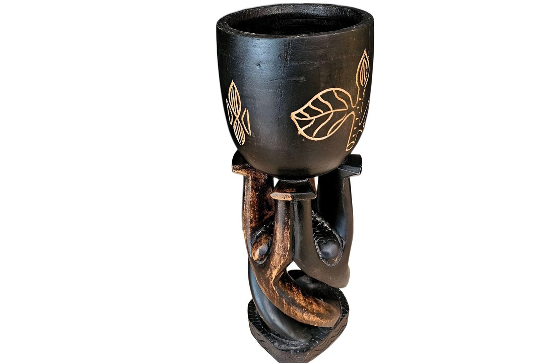 Handcrafted Wooden Bowl on a Unity Stand, Large African Multi-purpose ...