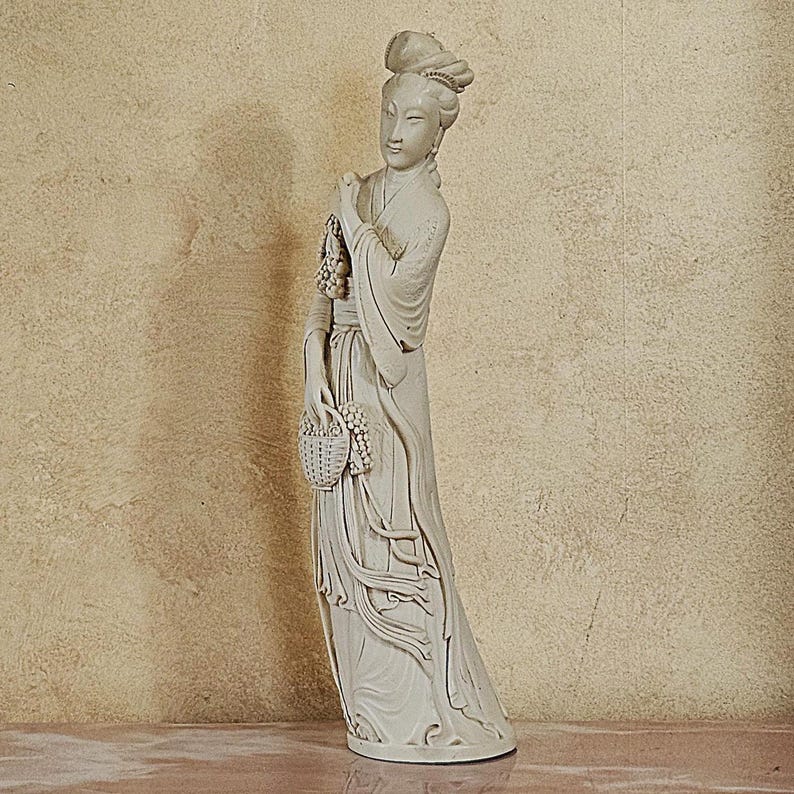 Chinese Ivory Lady With Flowers - Elegant Vintage Asian Lady Figurine ...