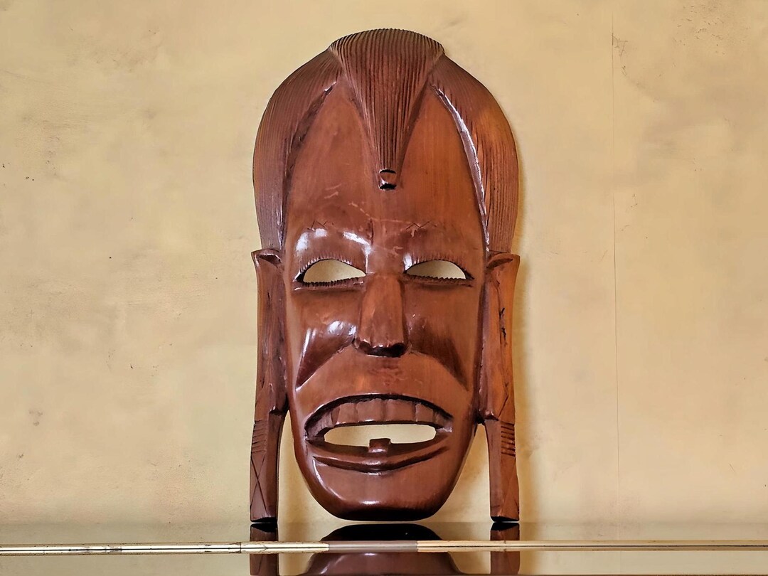 Vintage Hand Carved African Wood Mask: Masai Home Decor - Etsy