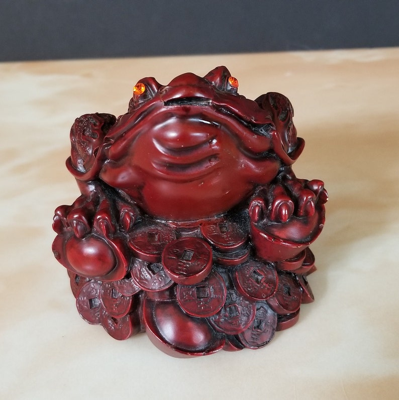 Red Resin Toad With Crystal Studs Vintage Chinese Good Luck - Etsy