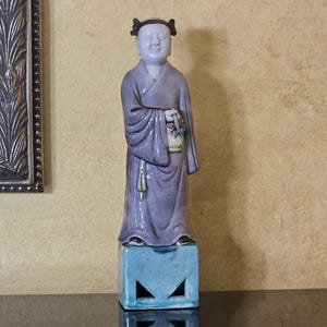 Chinese Sancai Porcelain Female Figure, Chinese Ba Xian Immortal Statue ...