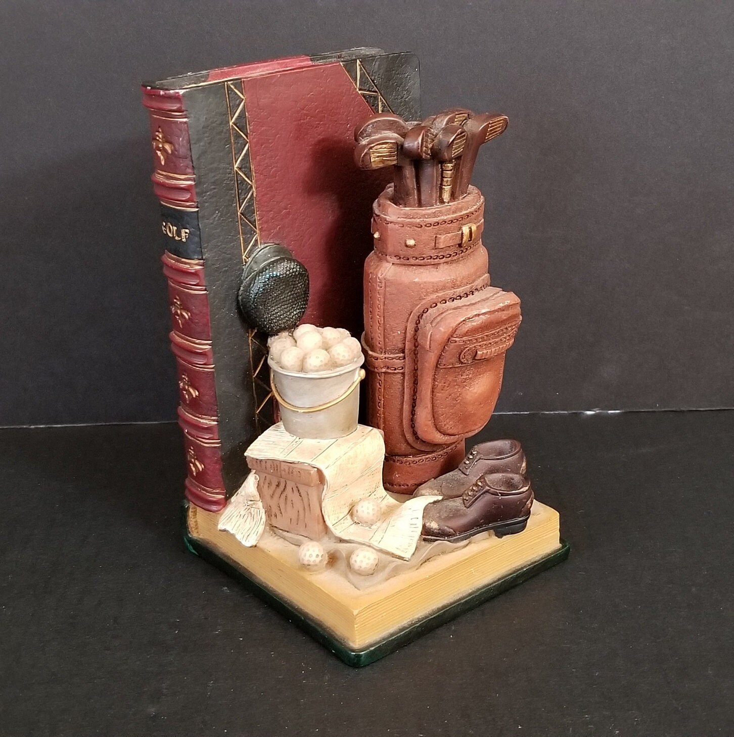 Golf Themed Bookend Vintage Resin Bookend Bookend Pen Pencil - Etsy