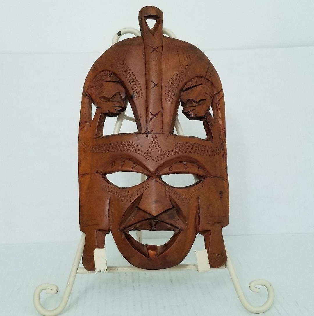 Wooden African Mask, Hand Carved Mask, Vintage Masai Mask From Kenya ...