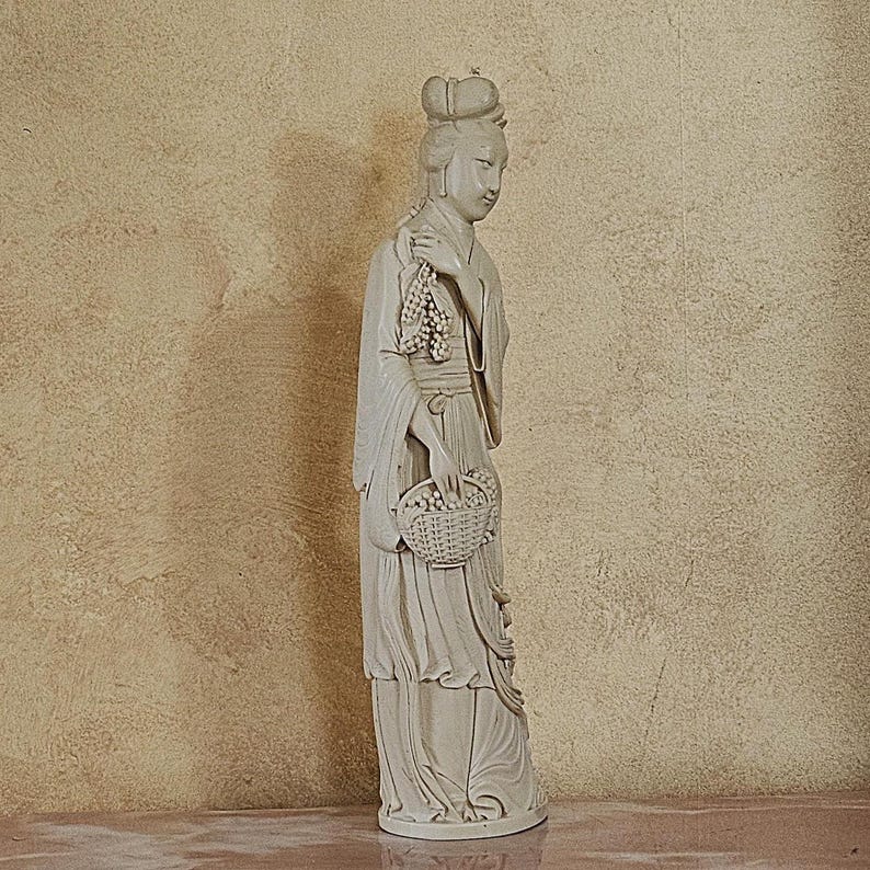 Chinese Ivory Lady With Flowers - Elegant Vintage Asian Lady Figurine ...