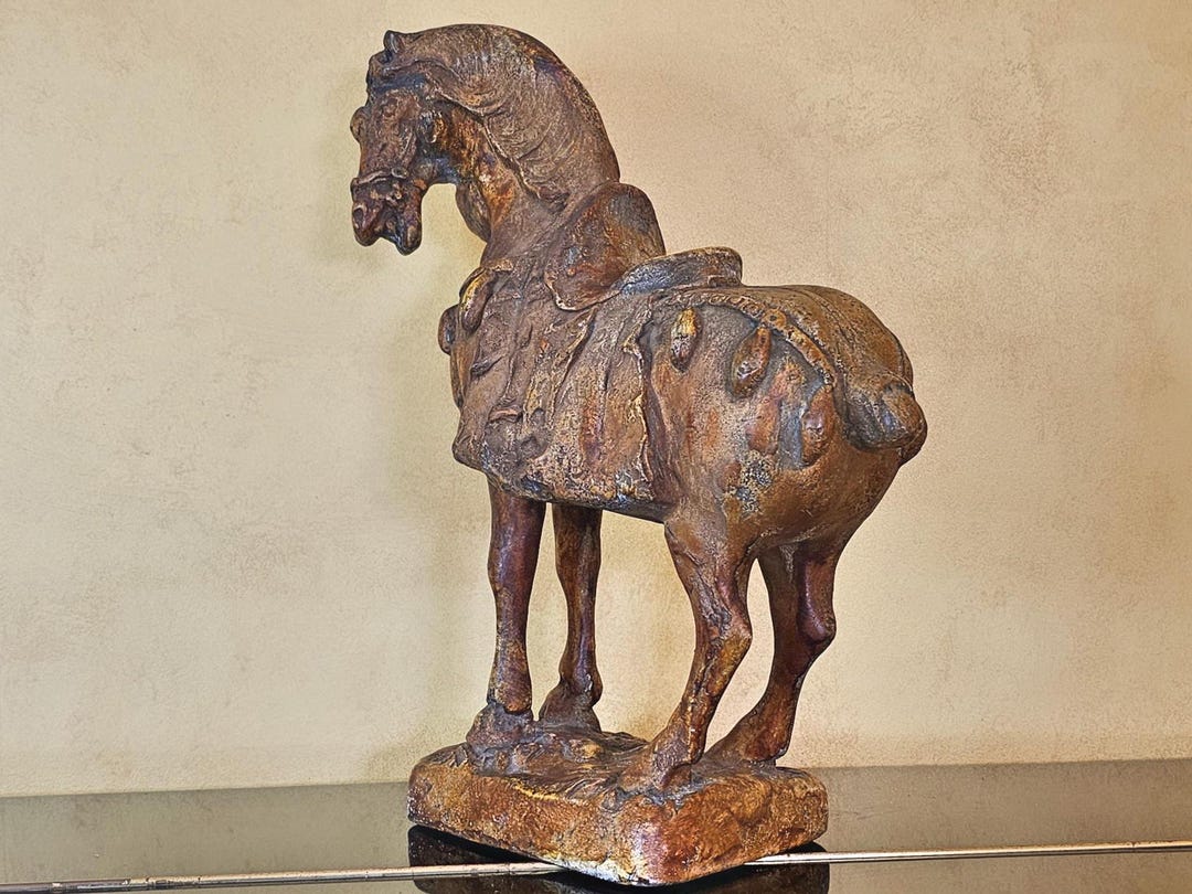 Attila's Cast Stone Horse Sculpture: Antiqued Equestrian Statue - Etsy