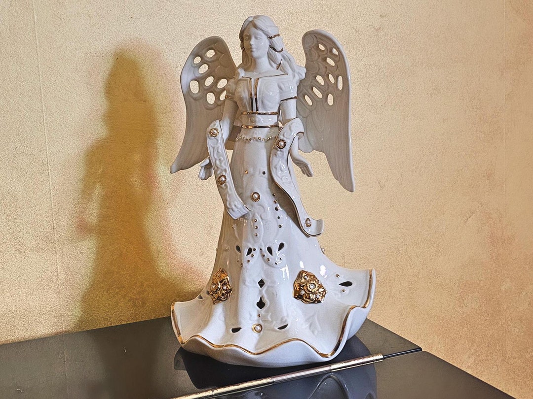 Lenox Florentine and Pearl Lighted Angel Figurine With 24k Gold Trim ...