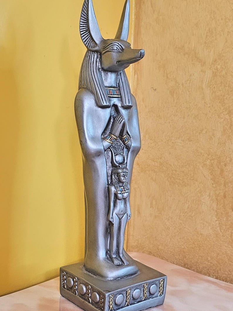 Anubis Praying Over Isis Basalt Statue, Egyptian Mythology, 12" Tall - Etsy