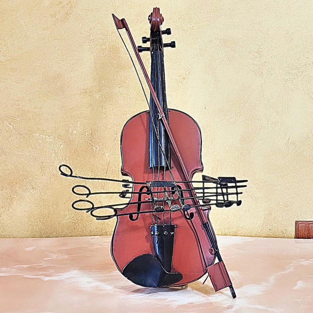 Metal Violin Sculpture: Musical Note Stand, Tabletop Art Deco - Etsy