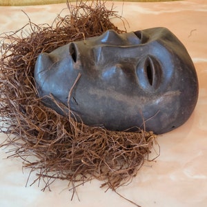 Vintage African Wood Mask With Raffia Beard - Ghana Tribal Art - Etsy