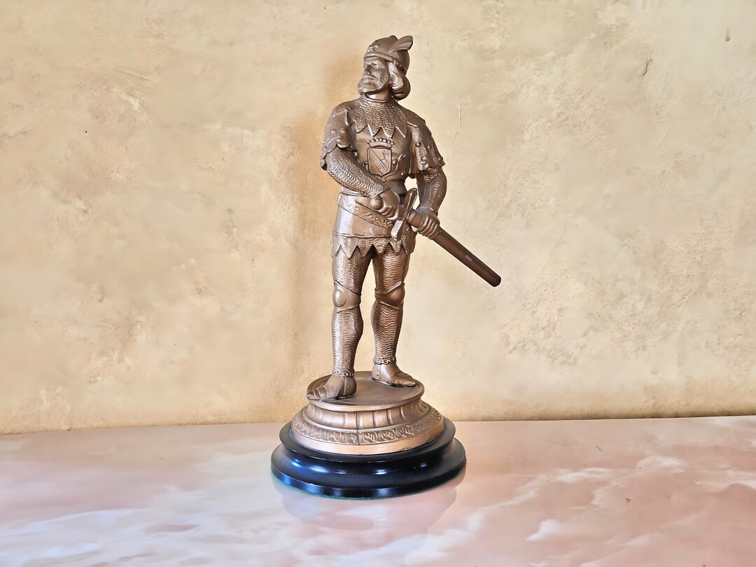 Gladiator Warrior Decorative Art Statue on a Wooden Pedestal ...