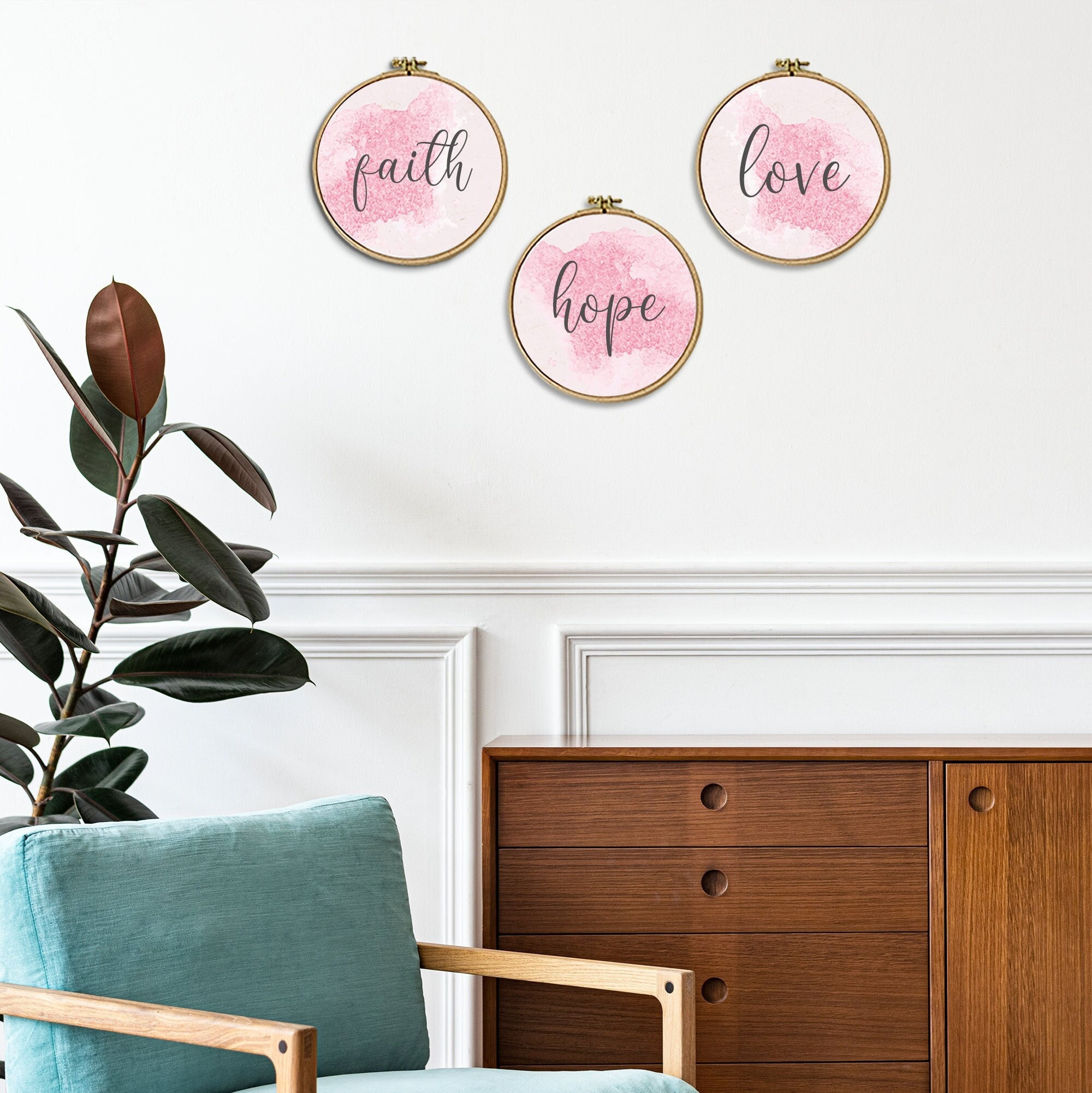 Faith Hope Love Wall Art Set Bible Verse Watercolor Inspirational Art ...