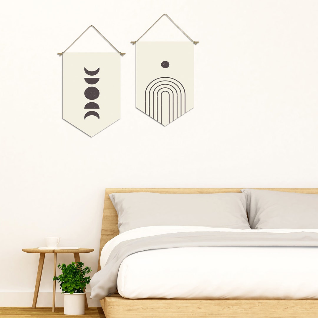 Moon Phase Banner Set: Mid Century Modern Lunar Wall Art - Etsy
