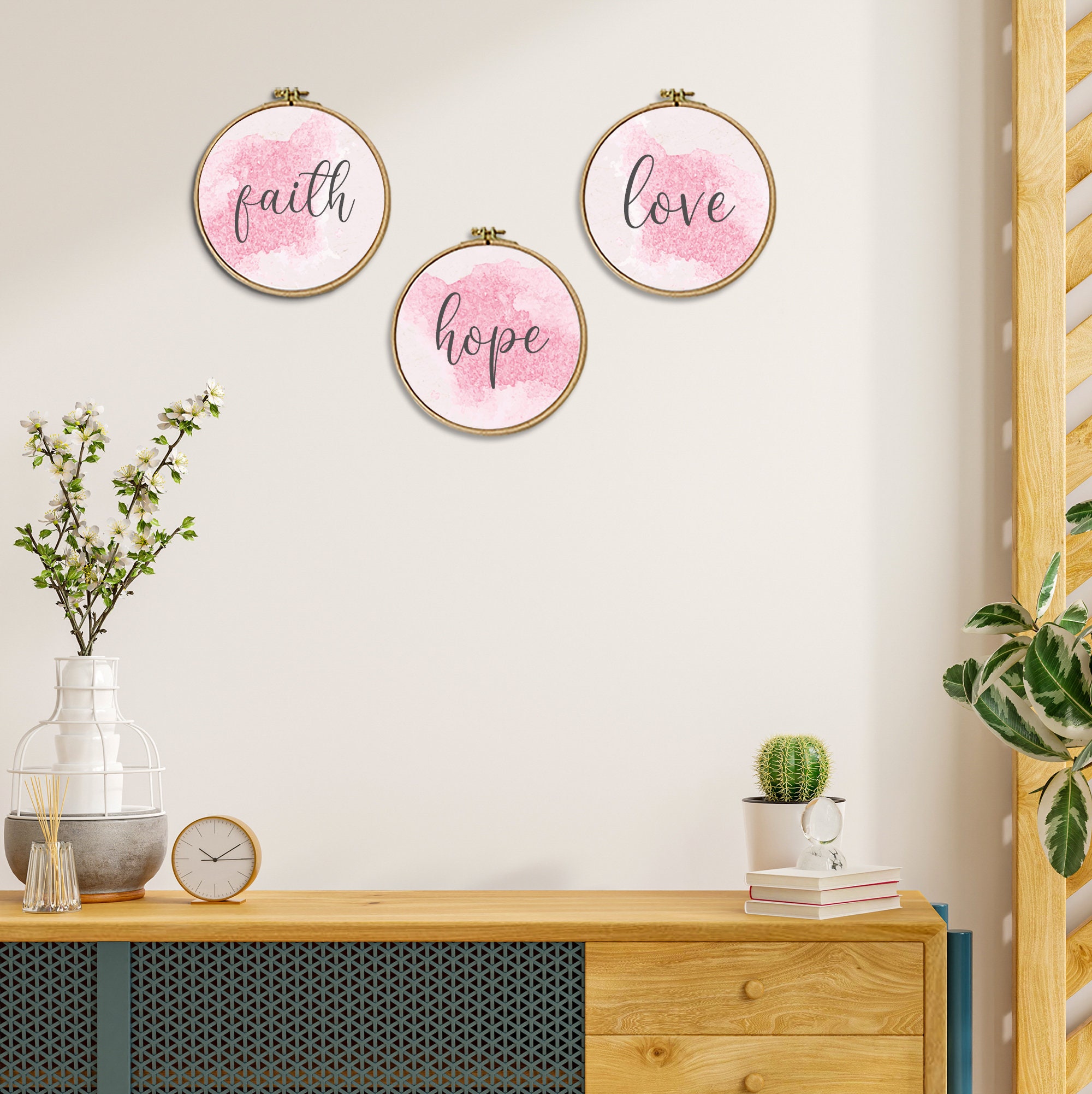 Faith Hope Love Wall Art Set Bible Verse Watercolor Inspirational Art ...