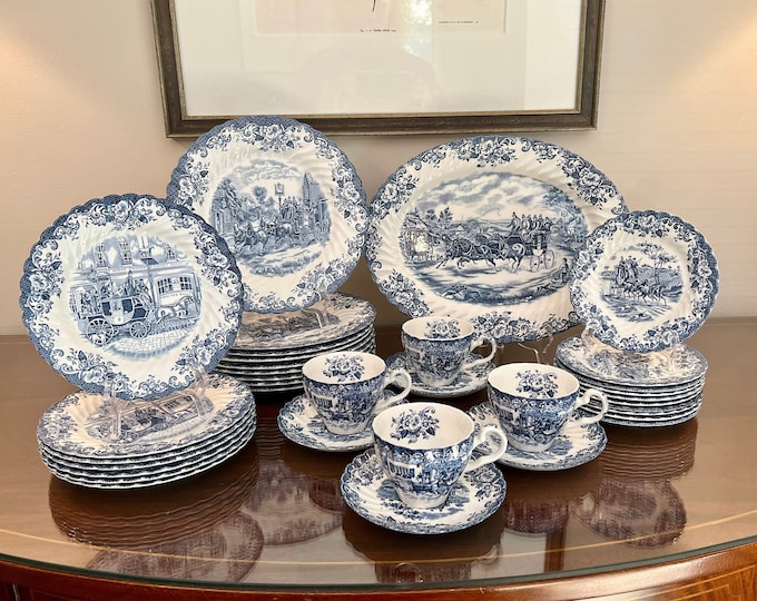 Coaching Scenes Blue by Johnson Brothers / Blue and White China ...