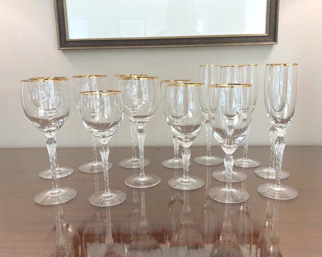 Vintage Lenox Monroe Gold Trim Crystal Goblet: Water, Wine, Iced Tea ...