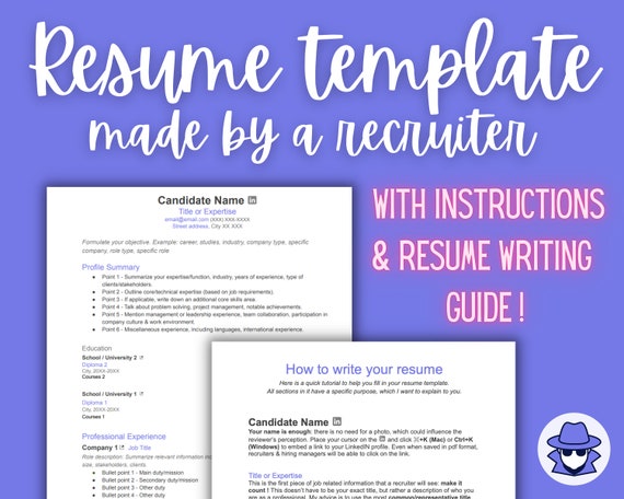 Google Doc Resume Template With Writing Guide made by a | Etsy