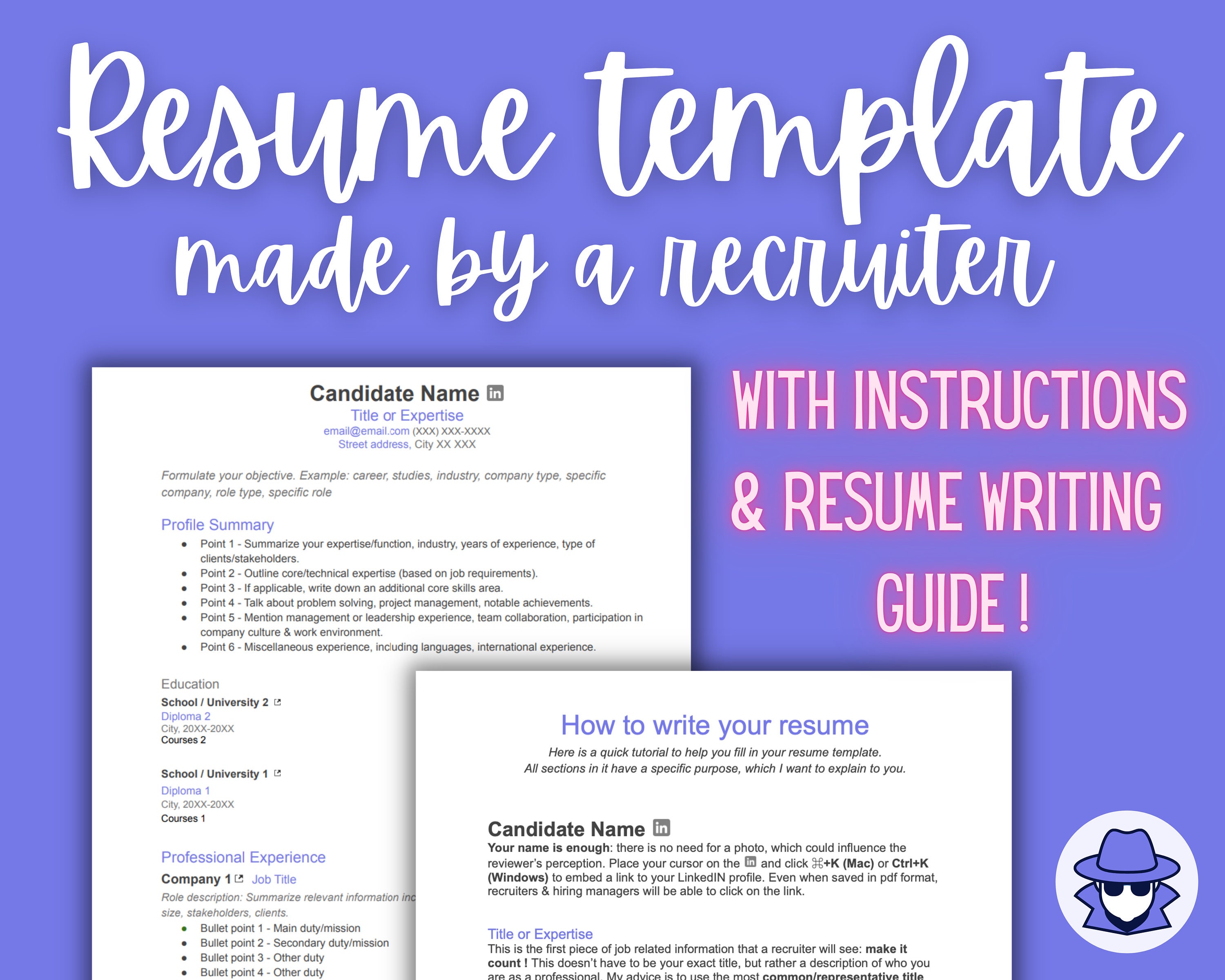 Google Doc Resume Template With Writing Guide (made by a Recruiter) - Etsy