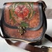 Women Vintage Style Rose Brown Leather Crossbody Shoulder Bag Handmade ...