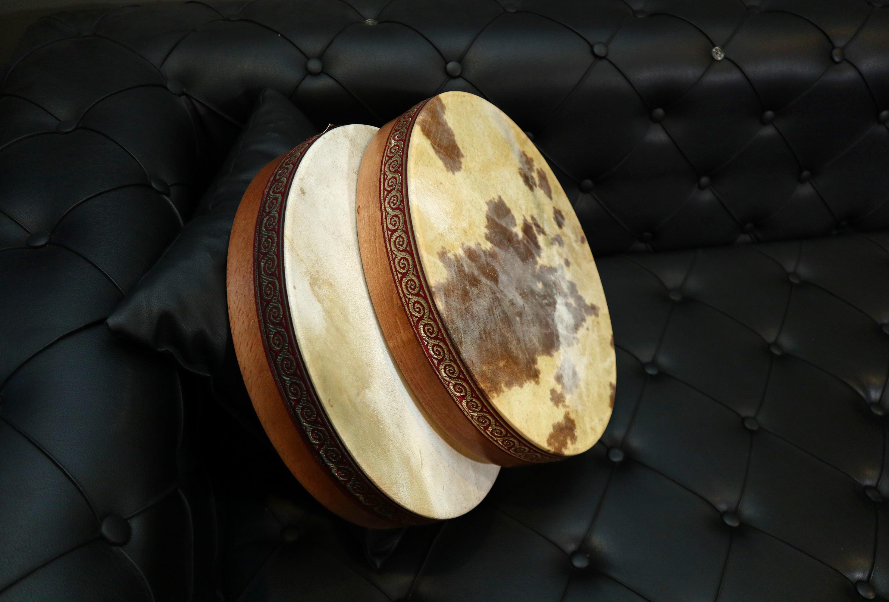 Sheepskin Bendir 16,5' Ethnic Music Frame Drum Wood Turkish Bendir Def ...