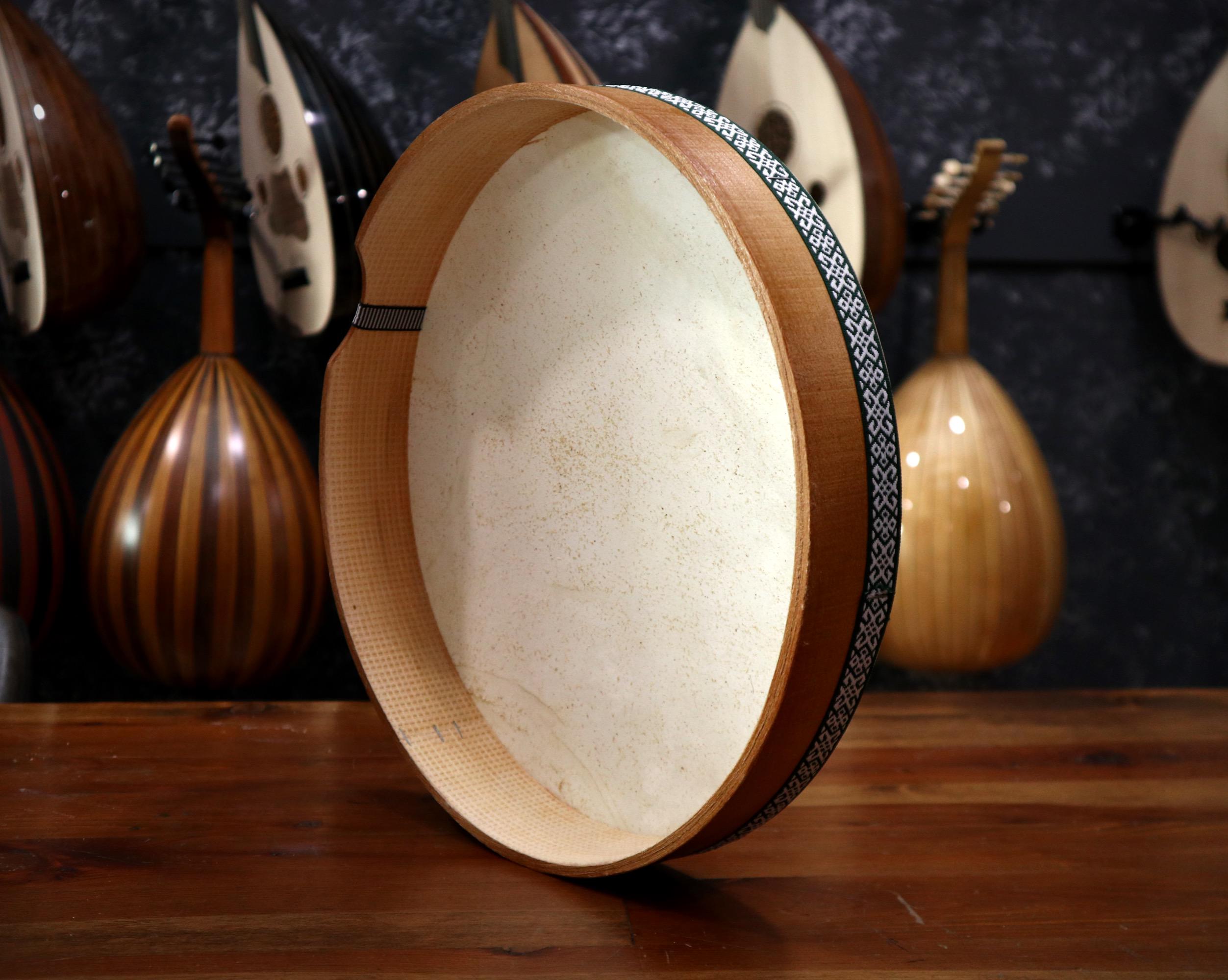 Sheepskin Bendir 14,3' Ethnic Music Frame Drum Wood Turkish Bendir Def ...