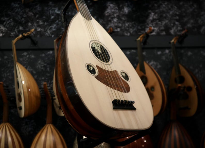 Dark Walnut Wood & Hornbeam Wood, Handcrafted Lute, Beginner Level Oud ...