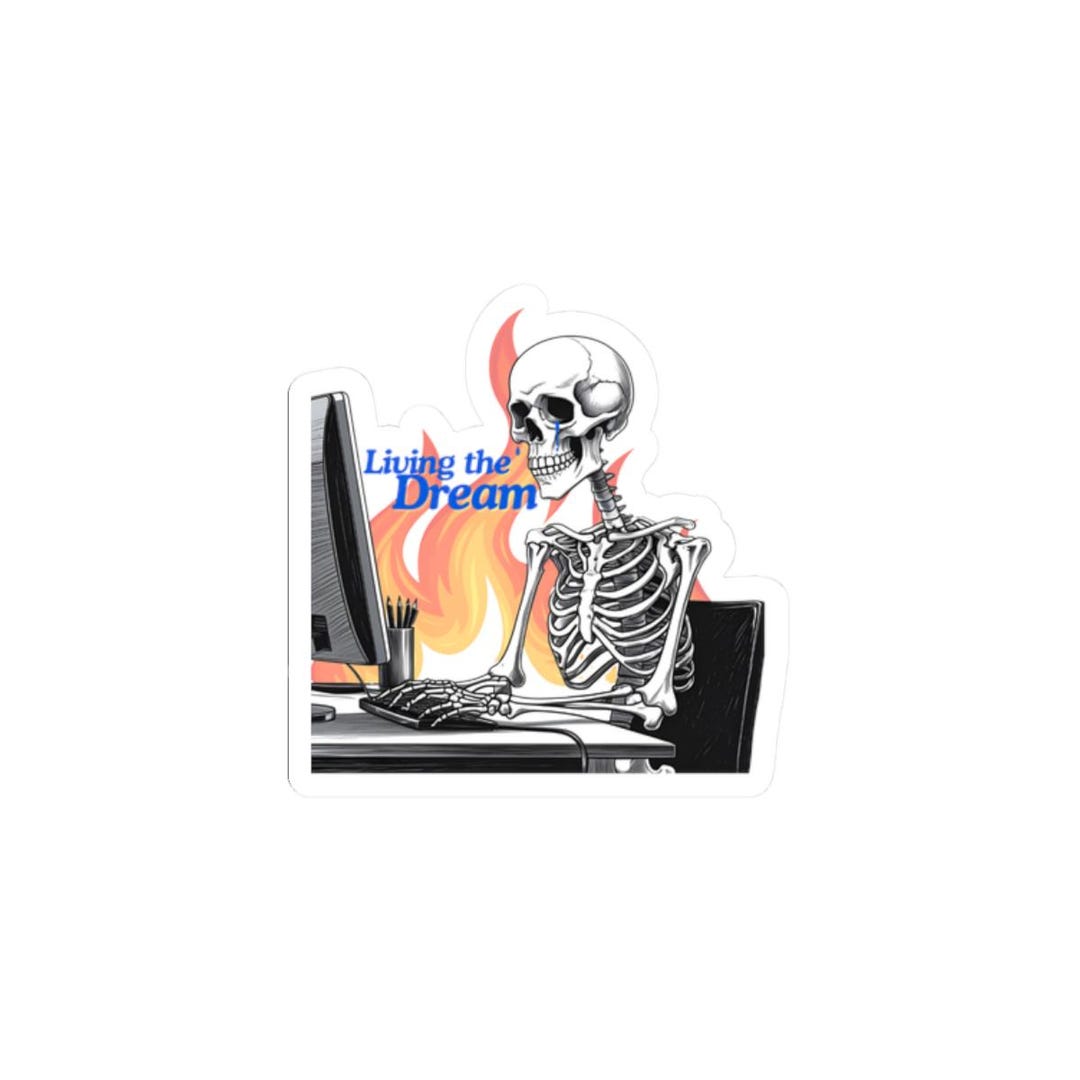 Skeleton Office Crying Kiss-cut Stickers, Funny Work Quote, Laptop ...